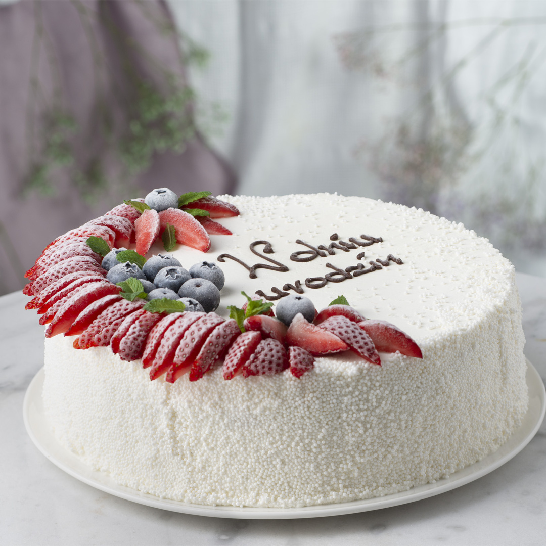 grycanonline > Tort lodowo-bezowy okolicznościowy z owocami 3kg (30 ...